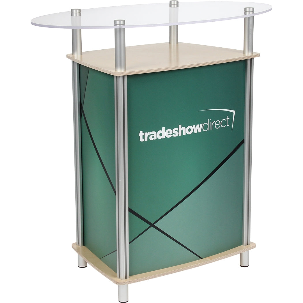 Trap-Ellipse Twist Counter | Trade Show Counters – Tradeshowdirect
